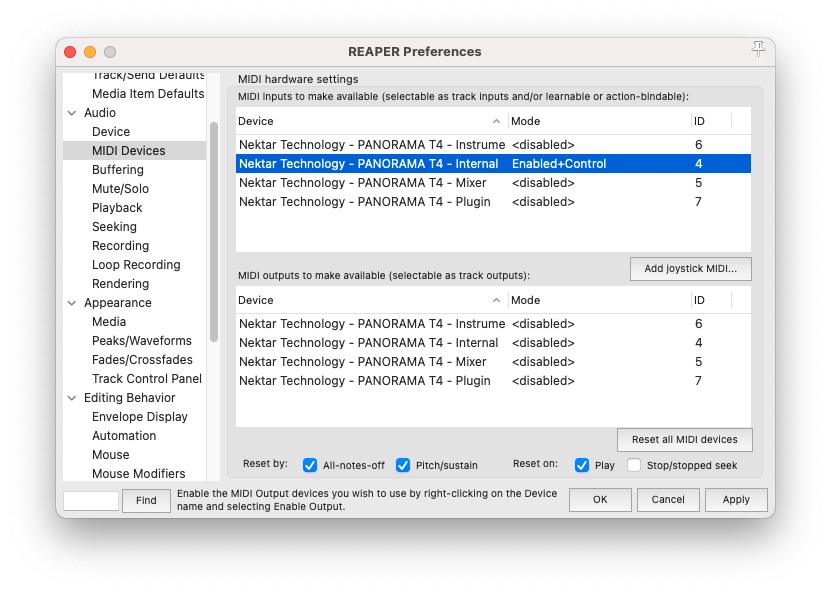 Reaper Setup and Troubleshooting: Panorama T Series | Nektar Technology ...