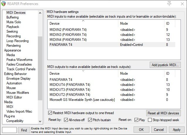 Reaper Setup and Troubleshooting: Panorama T Series | Nektar Technology ...